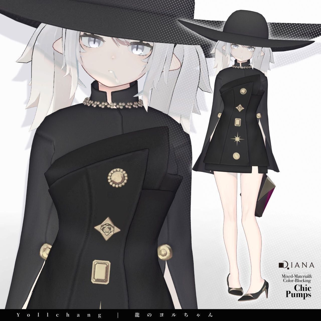 【龍のヨルちゃん Yoll】24AW 異素材＆カラーブロッキング★美人顔パンプス【VRC】 | StyMore